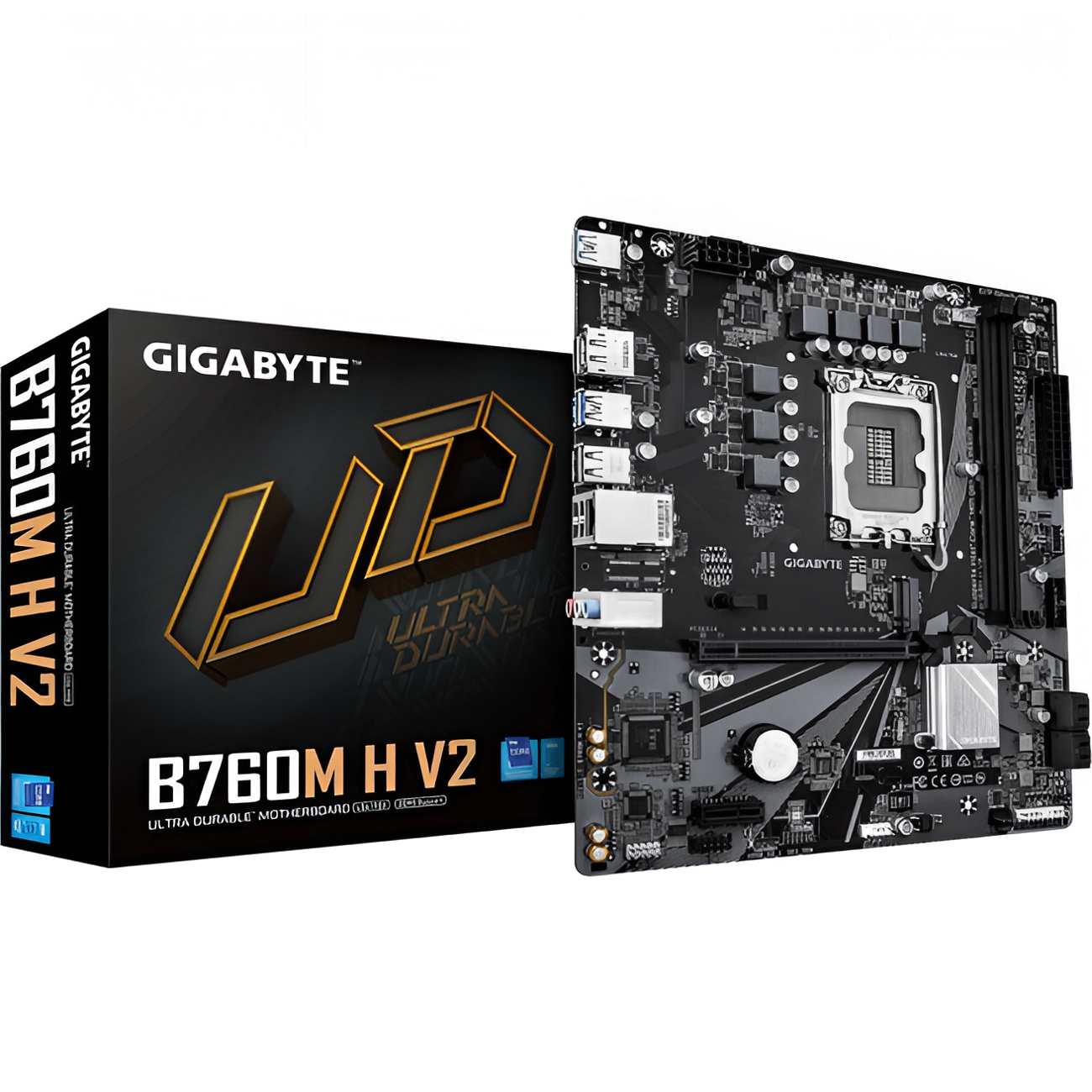 Материнская плата GIGABYTE B760M H V2 (LGA1700/B760/2xDDR5/PCI-Ex16/M.2/SB7.1/GLAN/DisplayPort/HDMI/mATX)