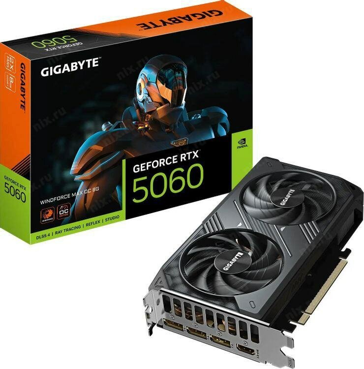 GV-N5060WF2MAX OCV2-8GD Видеокарта Gigabyte RTX5060 WINDFORCE MAX OC 8GB GDDR7 128bit 3xDP HDMI 2FAN RTL
