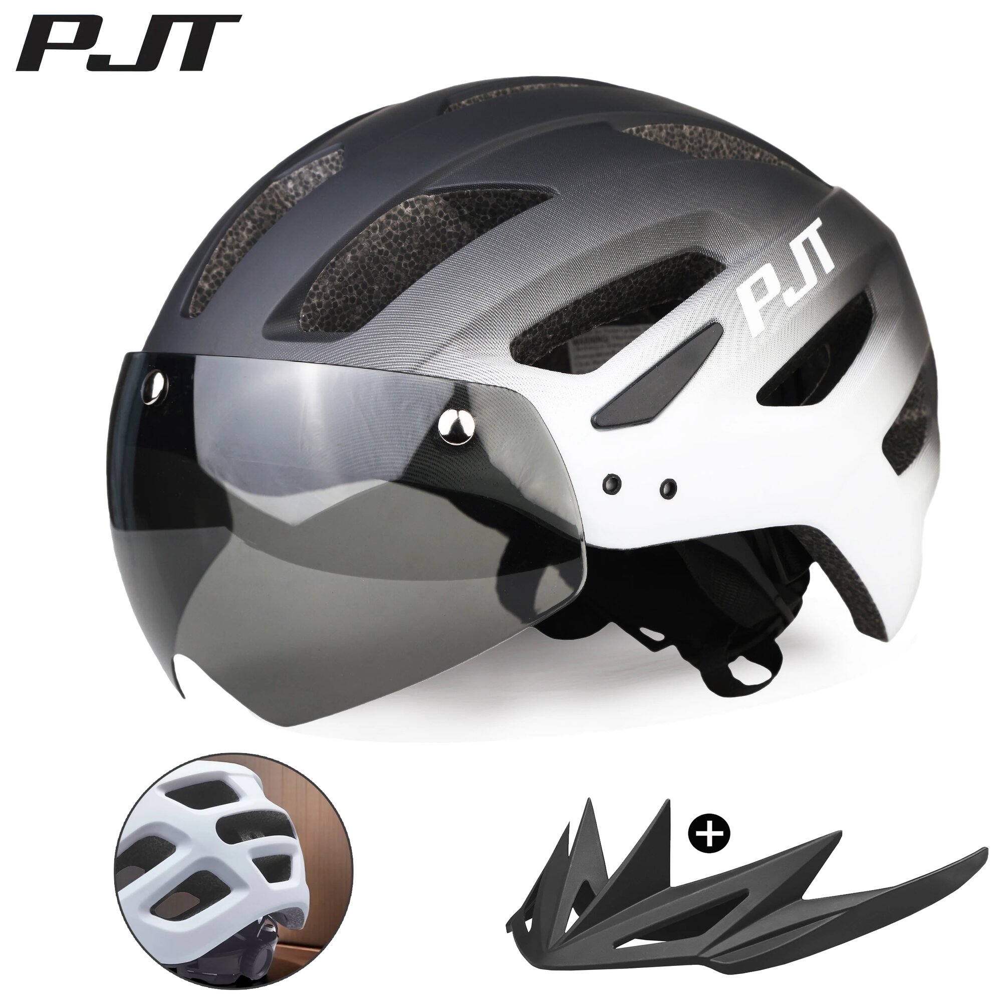 Велошлем PJT с визором, P11A-Grey-Grey