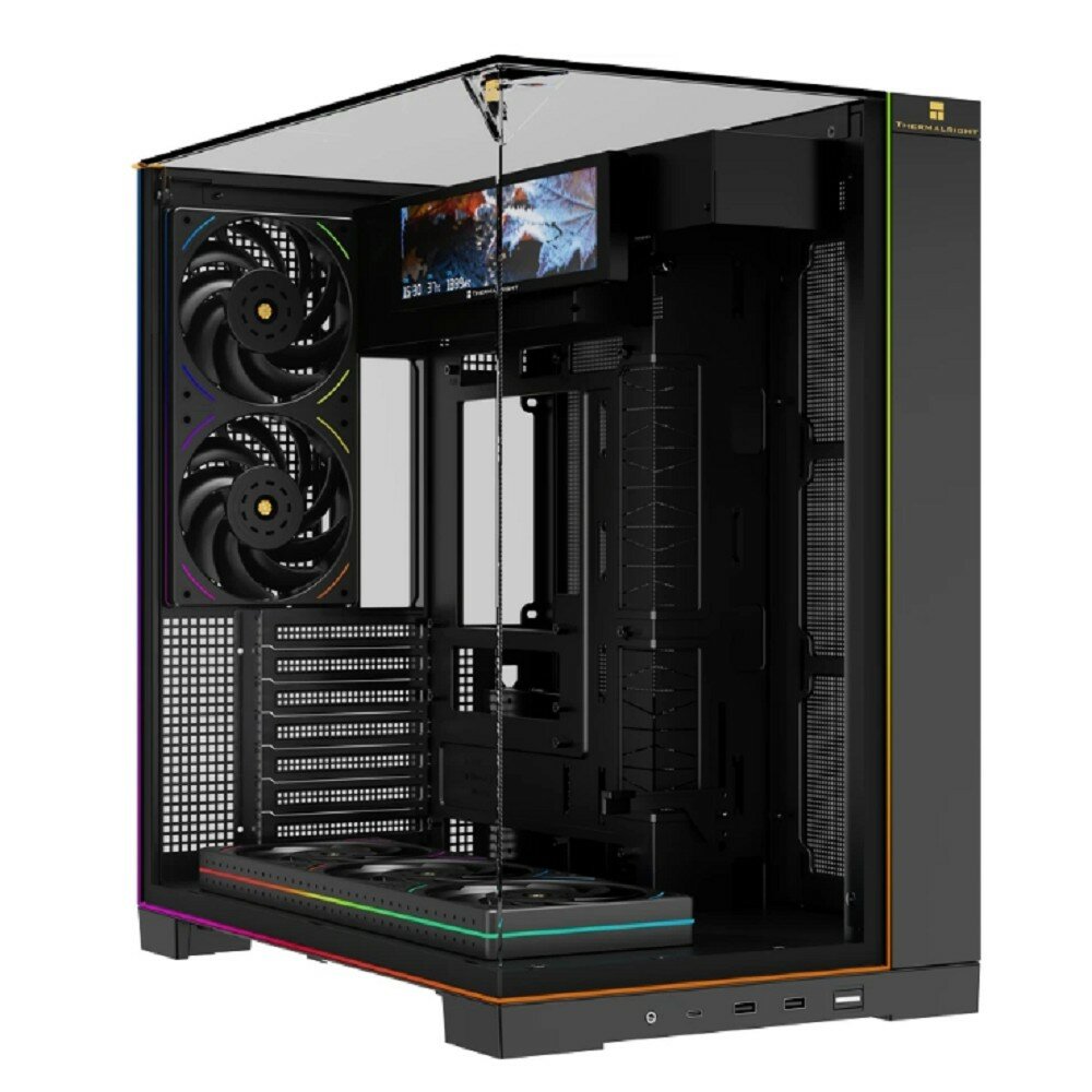 Thermalright Корпуса Корпус TR-A70 Vision FanUB Black TG TL-UB36R+TL-UB24 PWM Fans 9.16' LCD screen USB TYPE-C ATX TRA70VFUBB