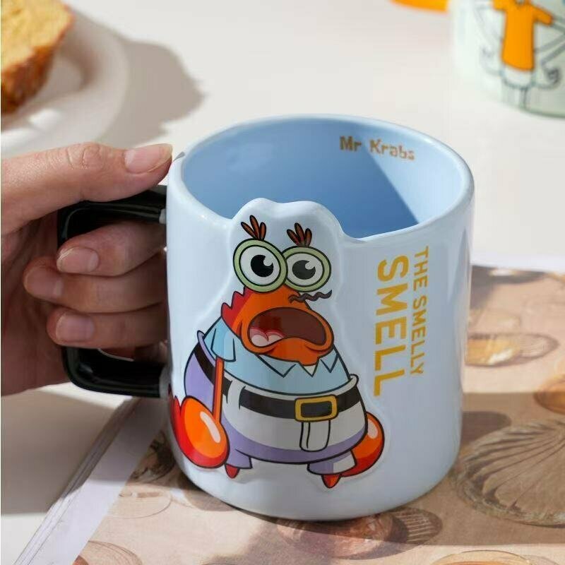 Кружка Gift Mug "Мистер Крабс", с ложкой, керамика, цвет голубой