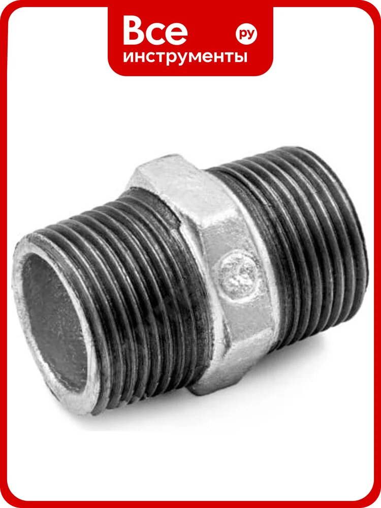 Прямой ниппель Fittex PLUS чугун 40 НР 127-3669, оцинкованный чугун, полупрофессиональный, наружное соединение