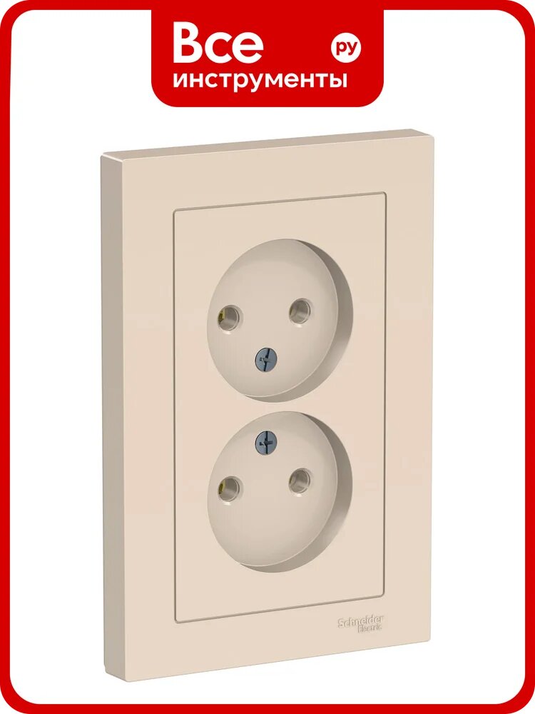 Розетка Systeme Electric AtlasDesign Беж б/з двойная, 16А, в сборе SE ATN000220, из качественного,