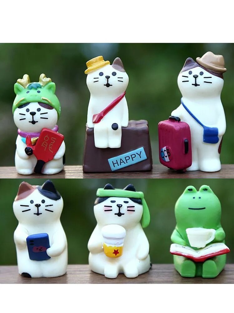 Миниатюрная фигурка из смолы - уличная скульптура милого кота-лягушонка