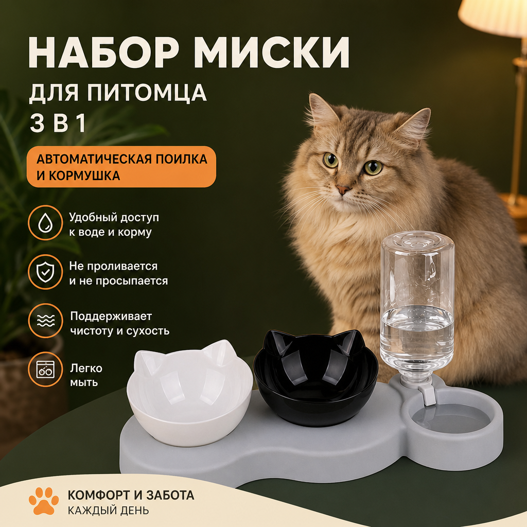 Автоматическая кормушка для кошек и собак, безопасный, нескользящий