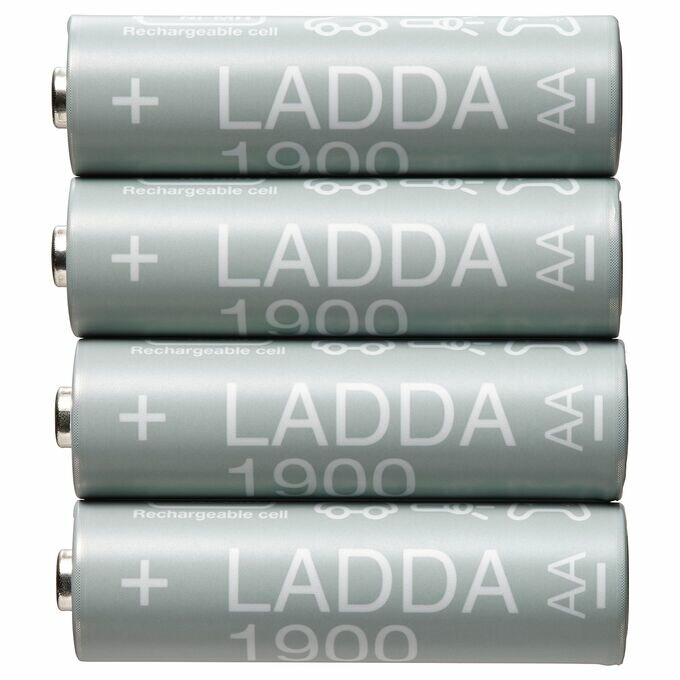 NKEA (икеа), LADDA, Аккумуляторная батарея, HR06 AA 1.2В, 1900 мАч/ 4 шт
