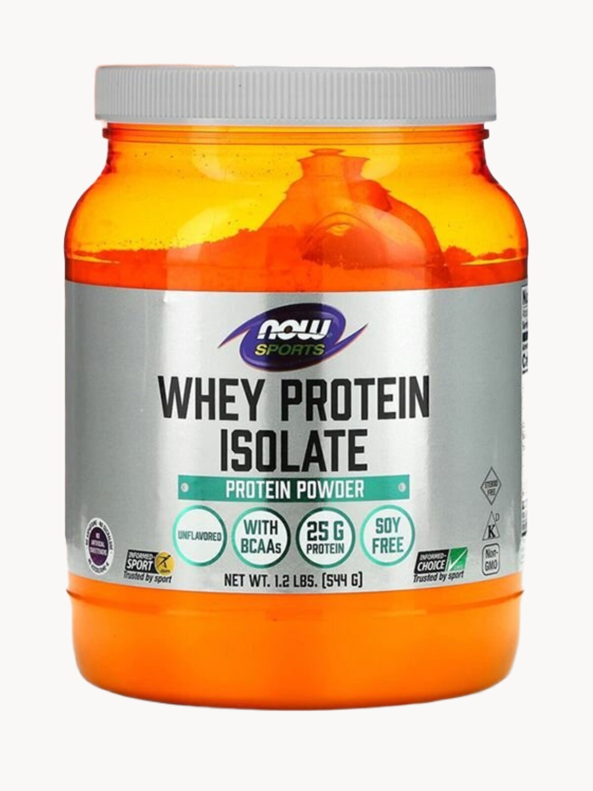 Протеин NOW Whey Isolate, порошок, без вкуса, сывороточный, 544г