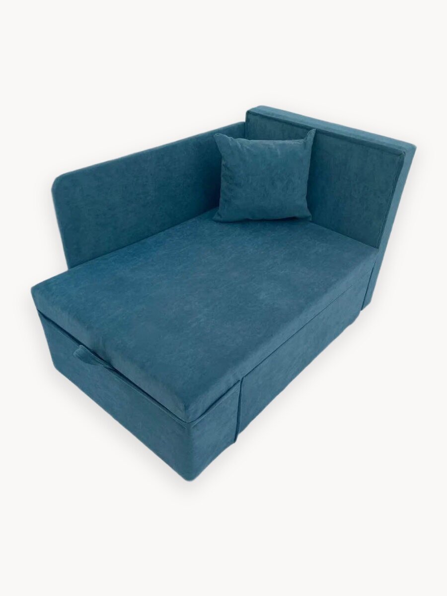 Диван с раздвижным спальным местом и ящиком бирюзовый антивандальный велюр