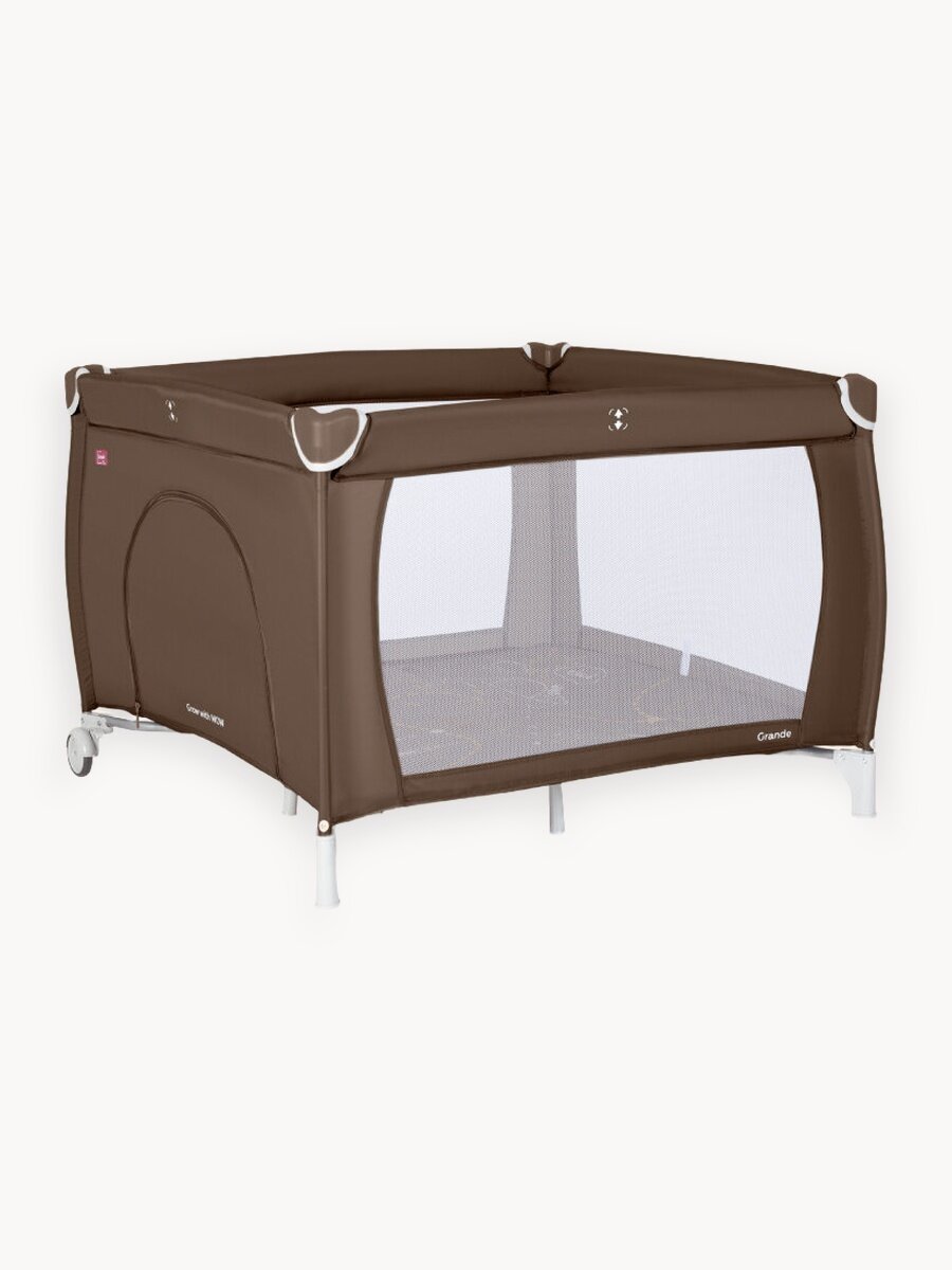 Манеж кровать детский CARRELLO Grande, складной, 100*100 см, c кольцами, бежевый
