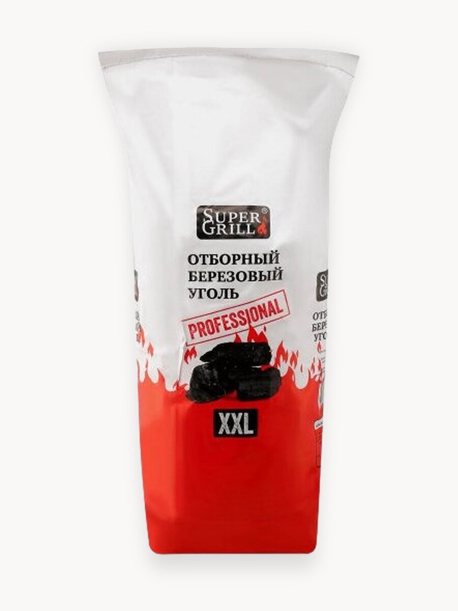 Уголь SuperGrill березовый XXL, отборный, 8кг, быстрый розжиг