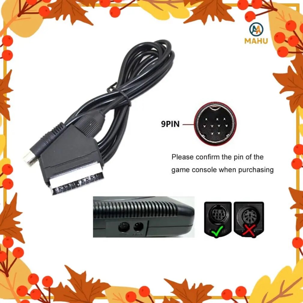 Видеокабель SCART RGB 9‑PIN для игровой консоли, кабель для подключения к телевизору