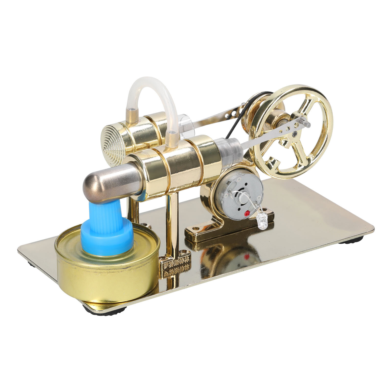 Stirling Engine Motor Model Heat Power Generator Science Education Experiment DIY Module for Kids, металл, размер 160*80*95mm, вес 461g, упаковка 180*100*120mm, вес упаковки 549g, в комплект входят 1 Stirling Engine, 1 Furnace