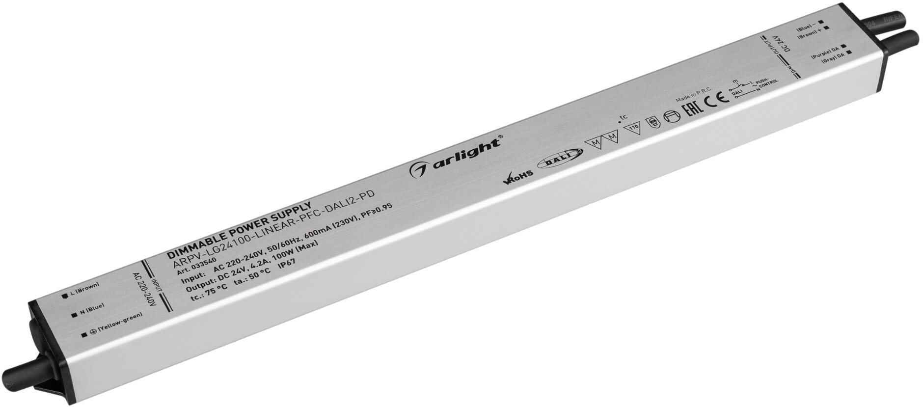 Блок питания ARPV-LG24100-LINEAR-PFC-DALI2-PD (24V, 4.2A, 100W)