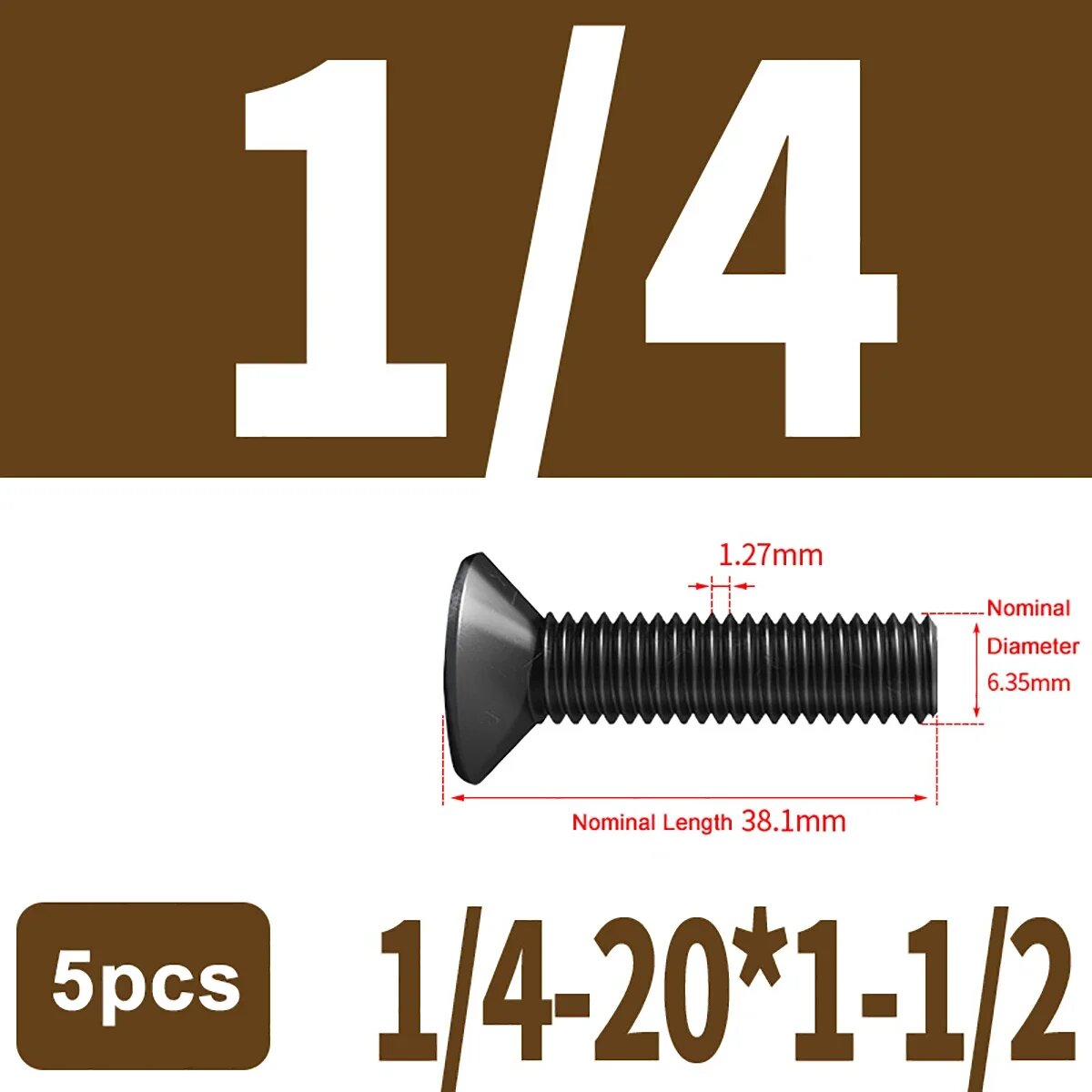 10 шт, резьба BSW 1/4-20, черный класс 10,9, высокопрочные стальные болты с потайной головкой, винты с шестигранной головкой, длина от 3/8 до 2 дюймов