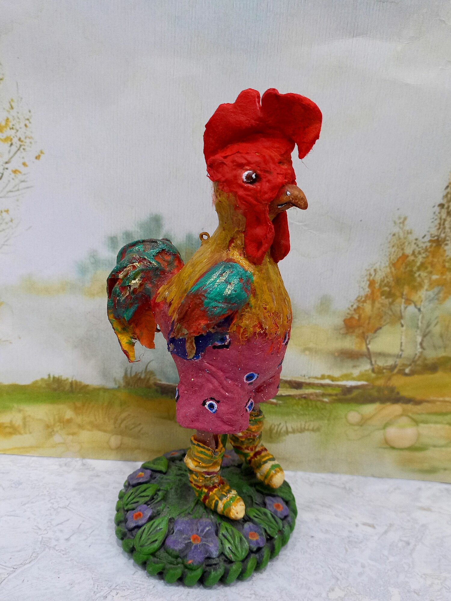 Ватная ёлочная игрушка "Петух"