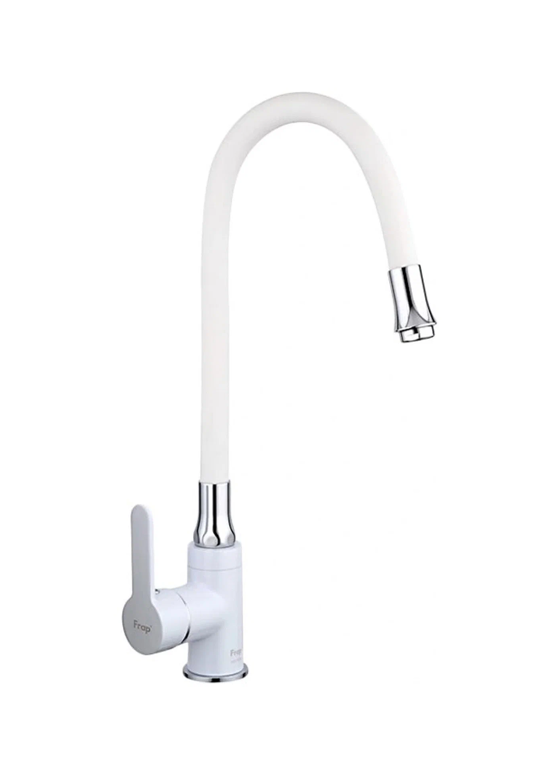 Смеситель для кухни с гибким силиконовым изливом Frap F4041, белый