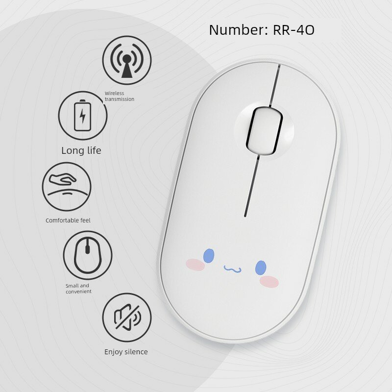 Беспроводная Bluetooth-мышь Cinnamon Dog, бесшумная, милая, подходит для мобильного телефона Huawei Xiaomi, плоский