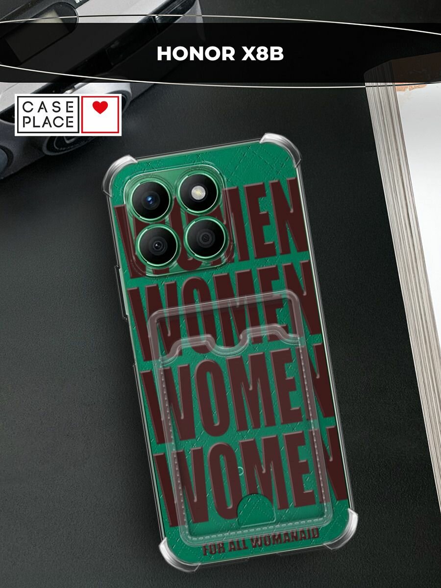Чехол на Honor X8b (Хонор X8B) с картой и принтом woman burgundy