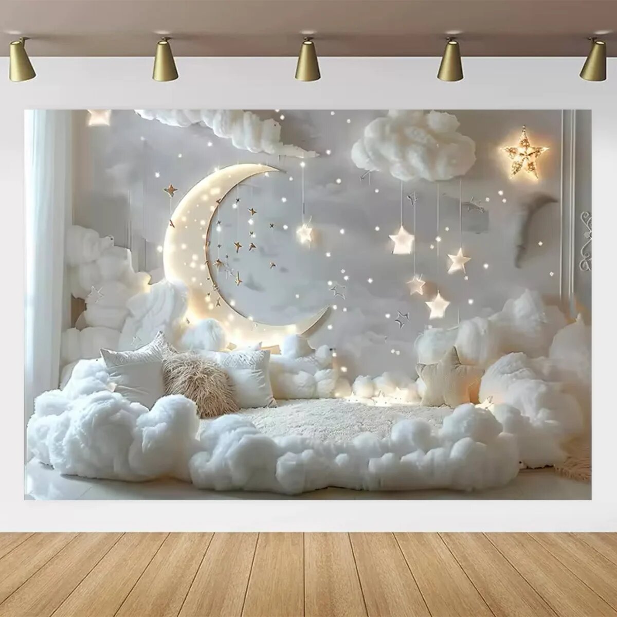 Мечтательный звездный облако тема фон баннер белая стена звездное небо детский день рождения детский декор для крещения фон подарок реквизит