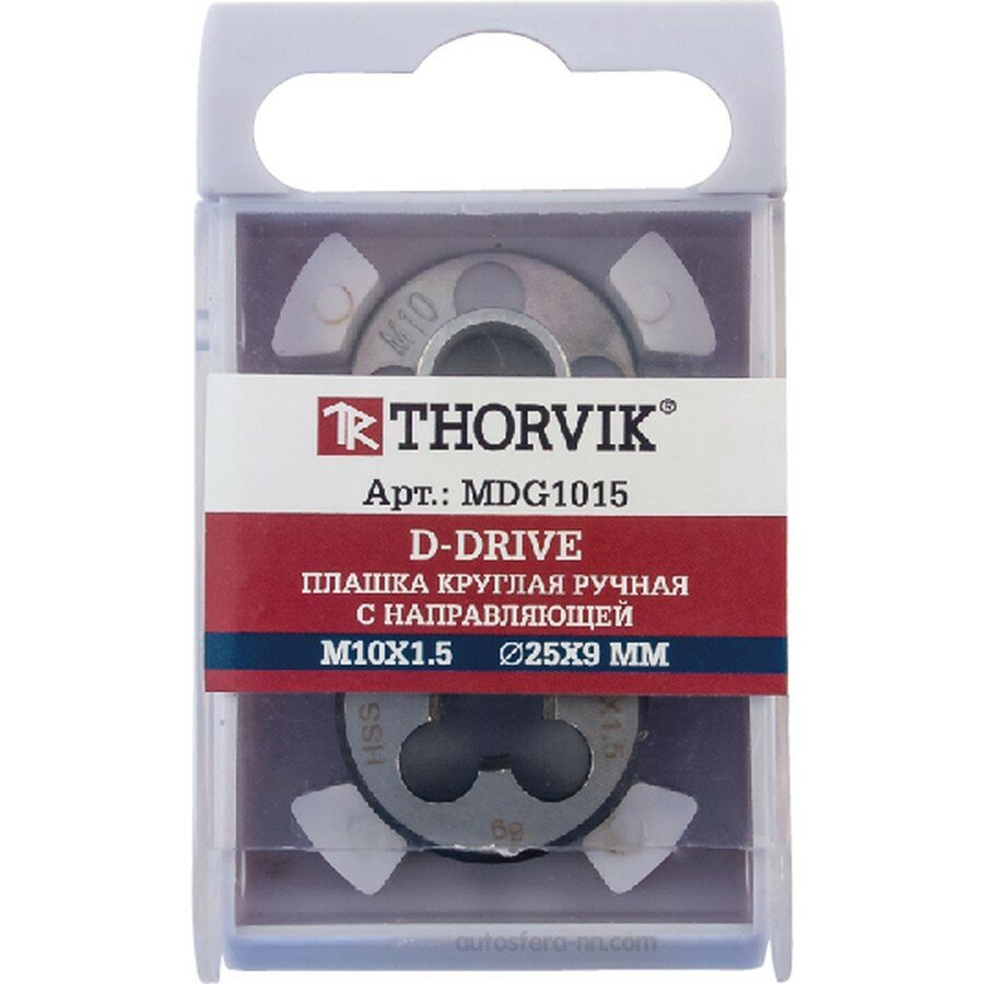 THORVIK MDG61 Плашка D-DRIVE круглая ручная с направляющей в наборе М6х1.0, HSS, Ф25х9 мм