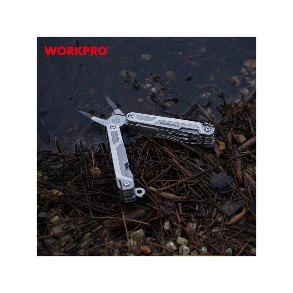 Мультитул, WORKPRO, 15в1 WORKPRO WP382002, 102х36х23мм, нержавеющая сталь — фото 1