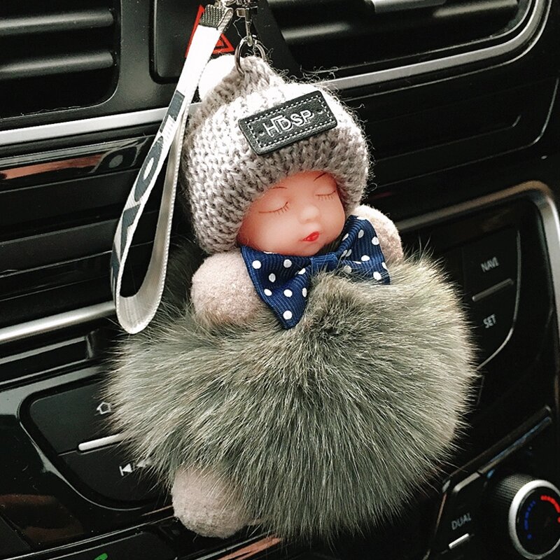 Плюшевая игрушка-подвеска из натурального меха лисы: кукла для сна, брелок для телефона, подвеска для сумки, брелок для