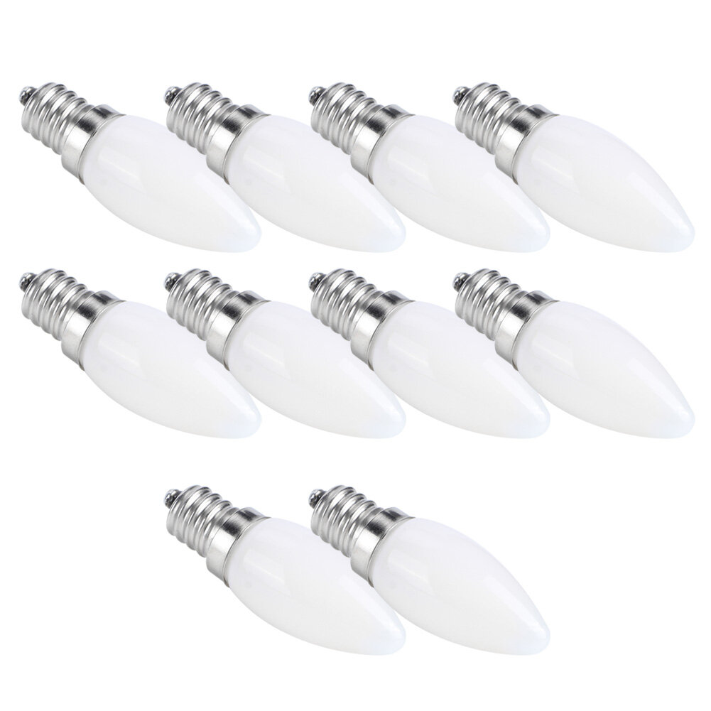 10шт Мини лампы E12 LED Канделябра 1.5W AC 230V для освещения дома автомобиля шкафа отеля, материал стекло, размер 6x2.5x2.5cm, вес 123g, световой поток 75-85LM, температура цвета 2700-3000k, световой цвет теплый белый, приложение бытовое освещение