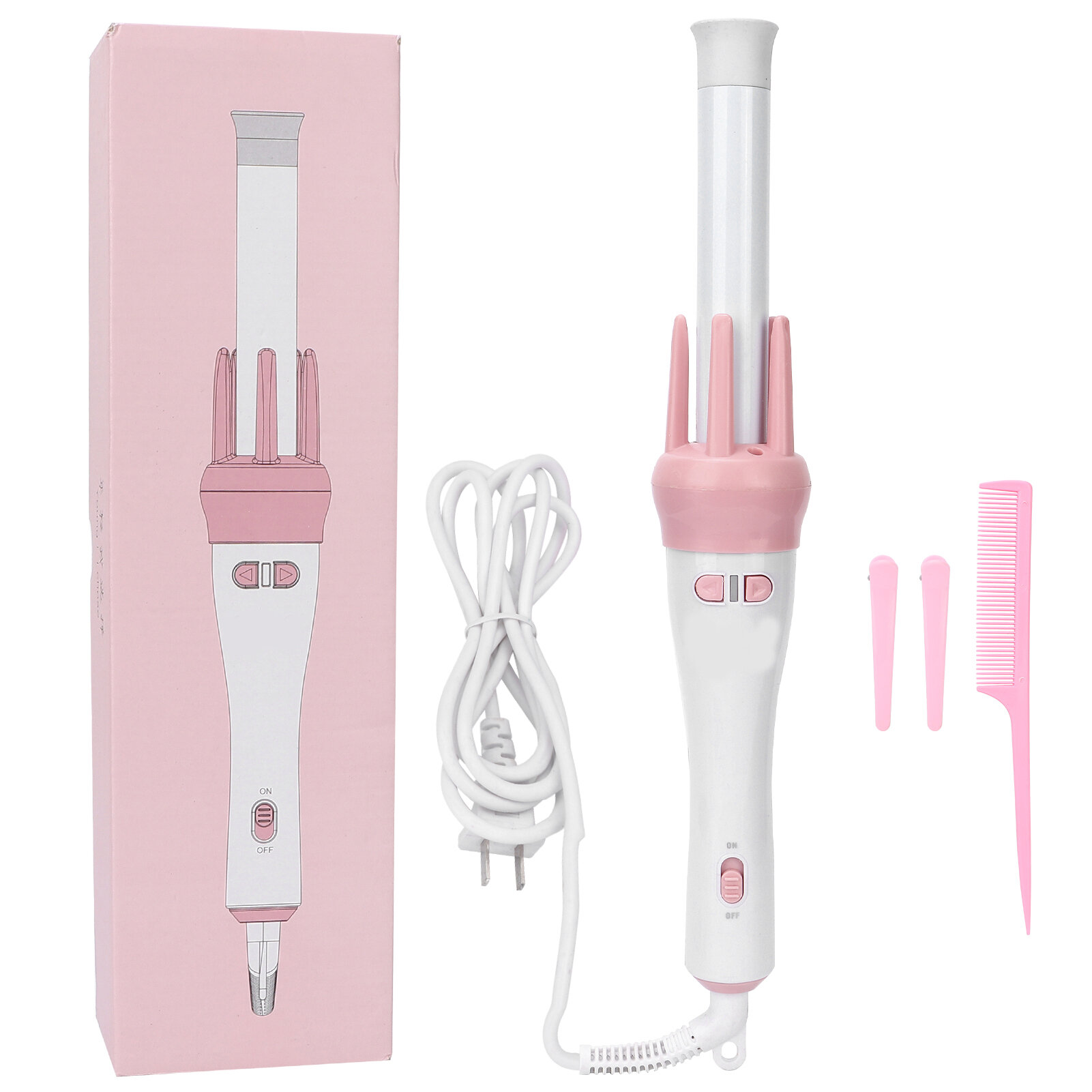 Professional Ceramic Curling Iron Automatic 360° Rotating Hair Curler Electric Wand 110‑240VUS Plug