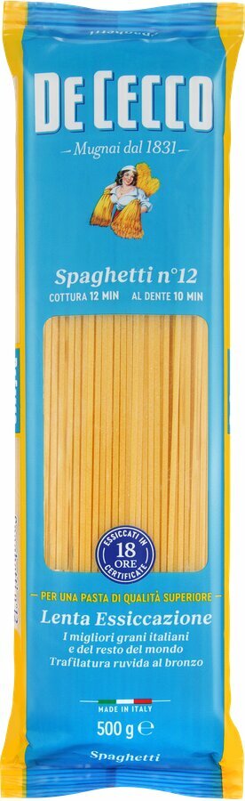 Макароны DE CECCO Спагетти №12, 500г