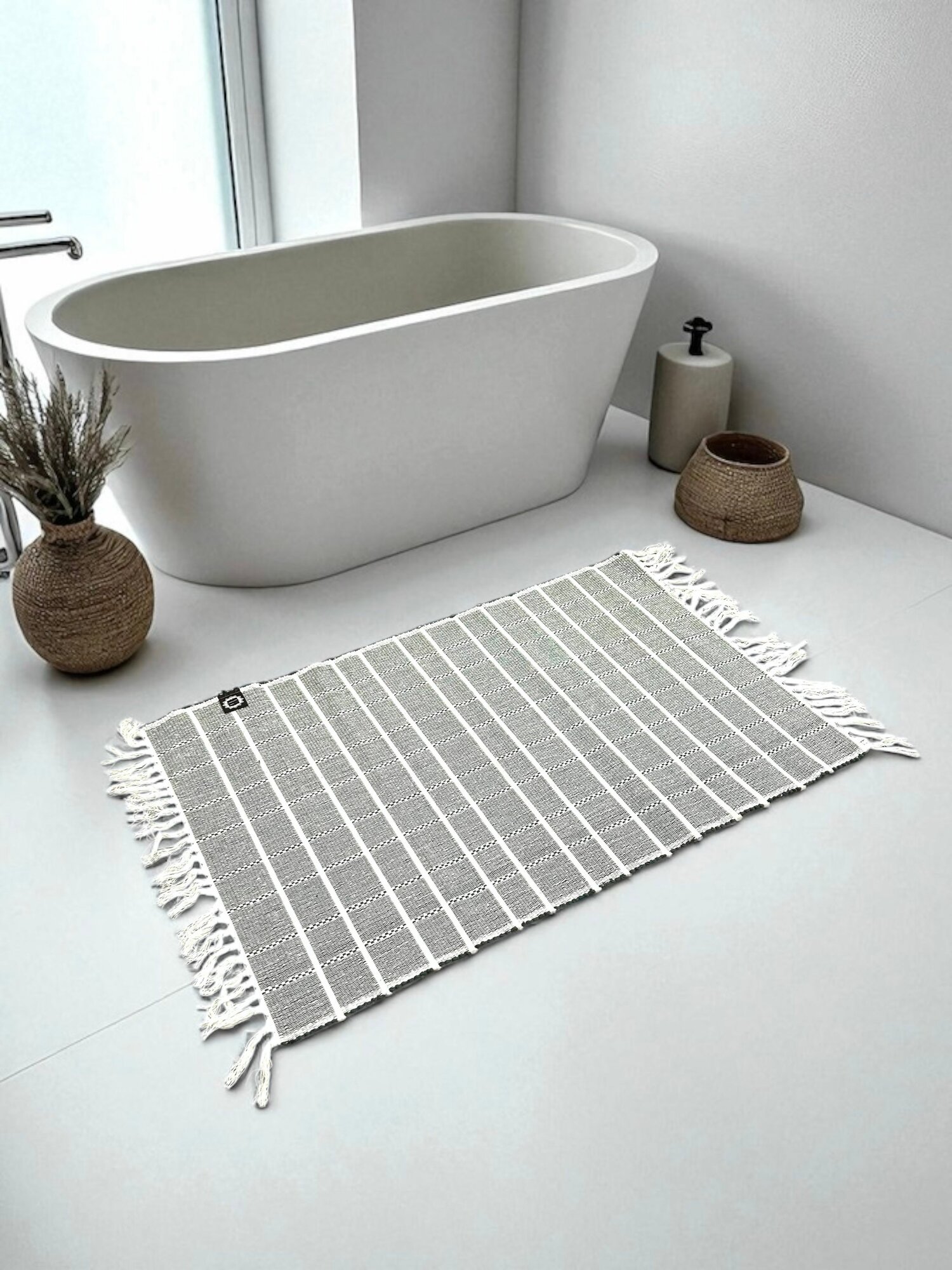 Коврик хлопковый SHEKHOR 60х90 см для ванной комнаты темно-серый SGP-013