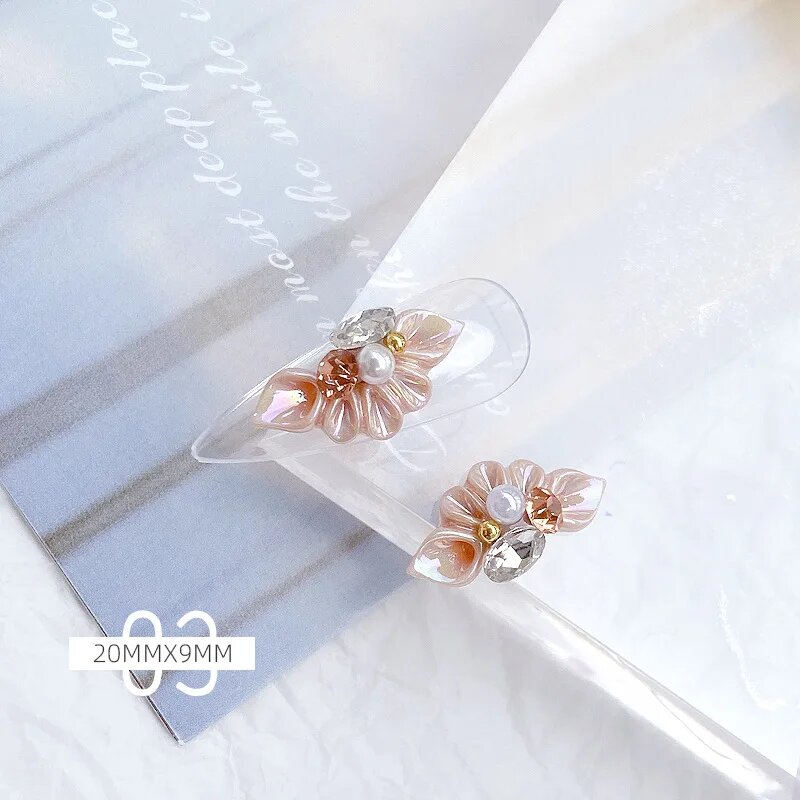 10 шт. подвесок для ногтей HIGBAQK 3D цветы с жемчугом, Цвет: 10pcs flower