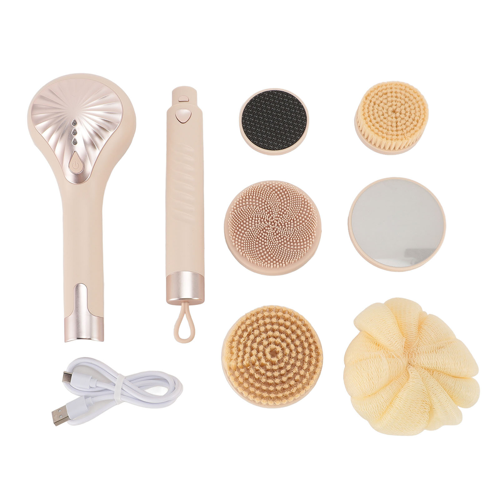 Электрическая щетка для душа, 6 насадок, 3 скорости, желтая