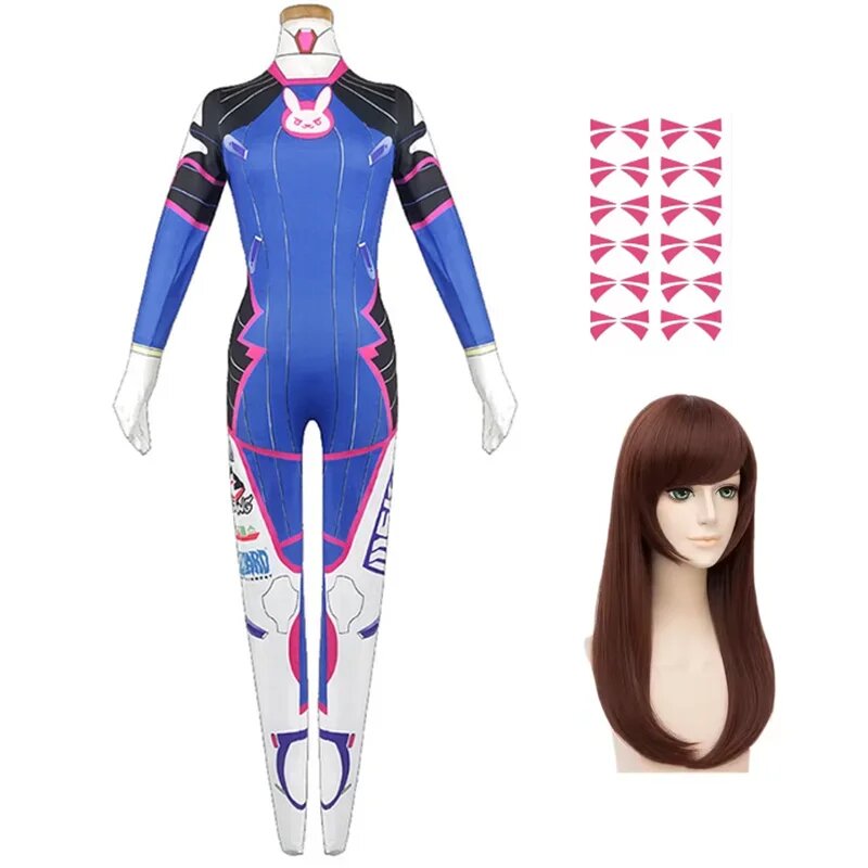 Косплей D.Va Overwatch, костюм + аксессуары, цвет 3pcs