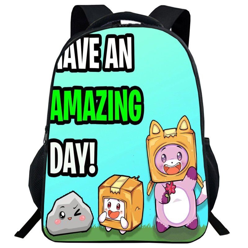 Lankybox cartoon schoolbag backpack for kids with durable material and adjustable shoulder straps, size 24