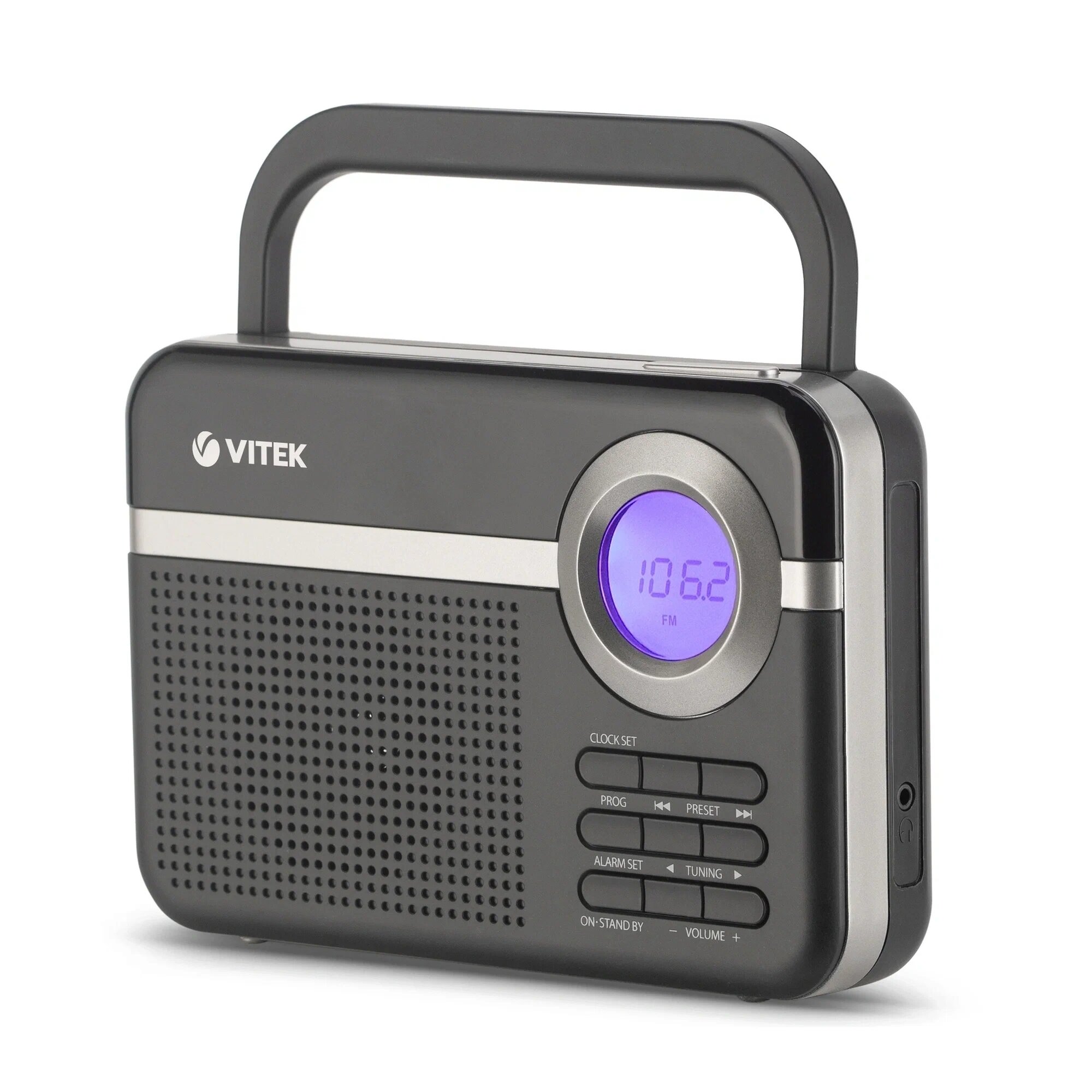 Радиоприемник Vitek VT-3592, переносной, черный, с будильником