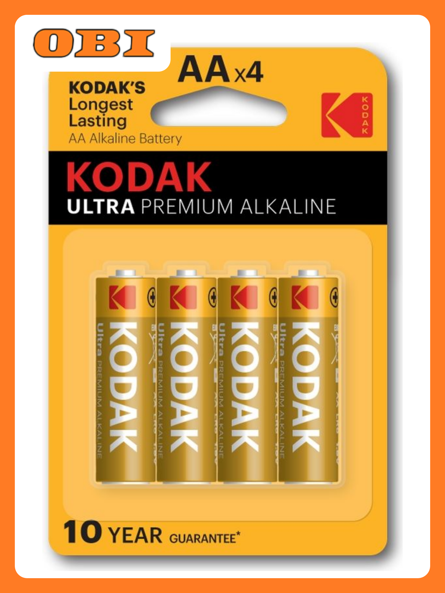 Батарейки Kodak ULTRA DIGITAL LR6/AA, алкалиновые, 1.5 В, 4шт