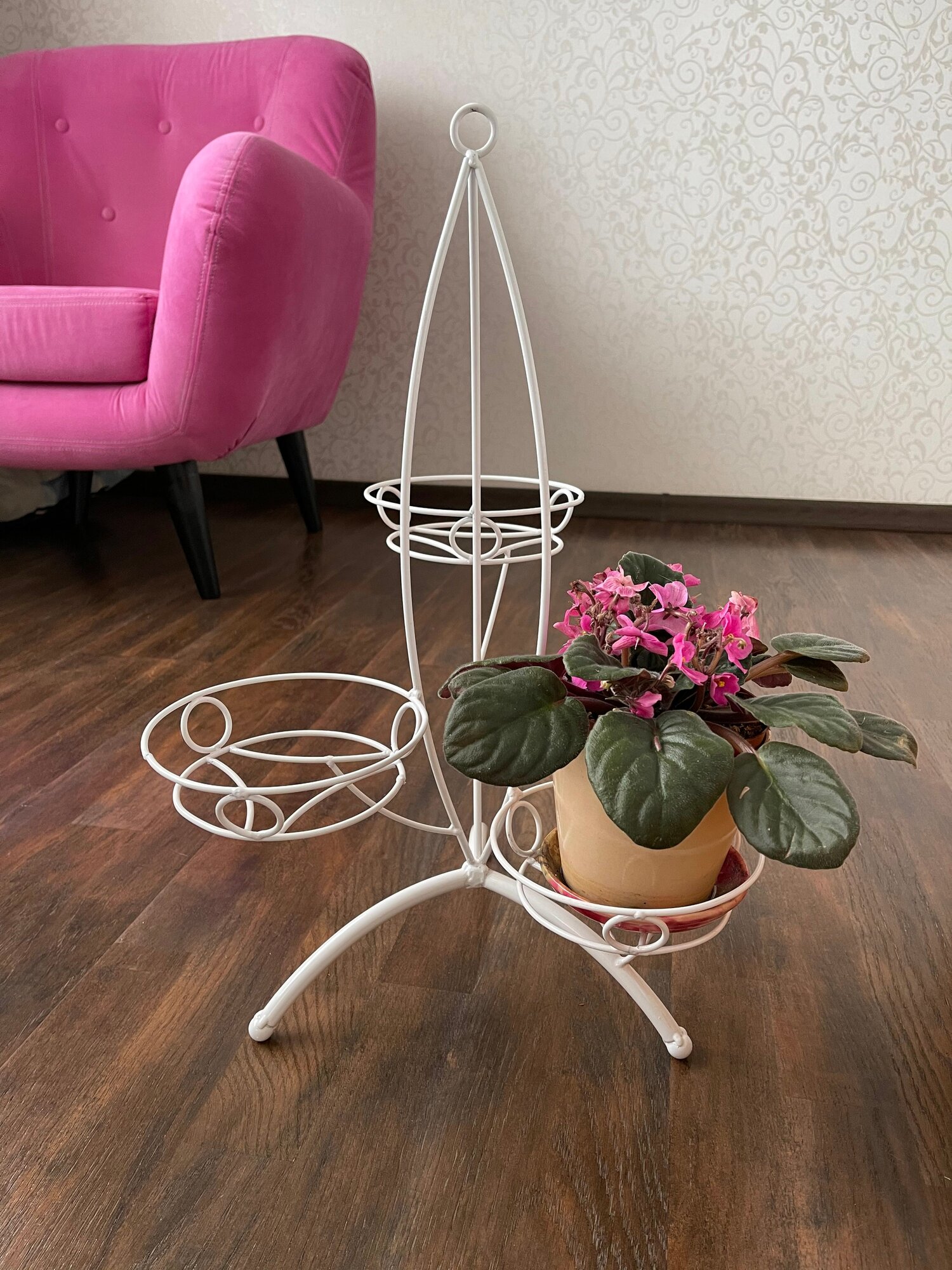 Цветочница свеча (на 3 горшка), белая