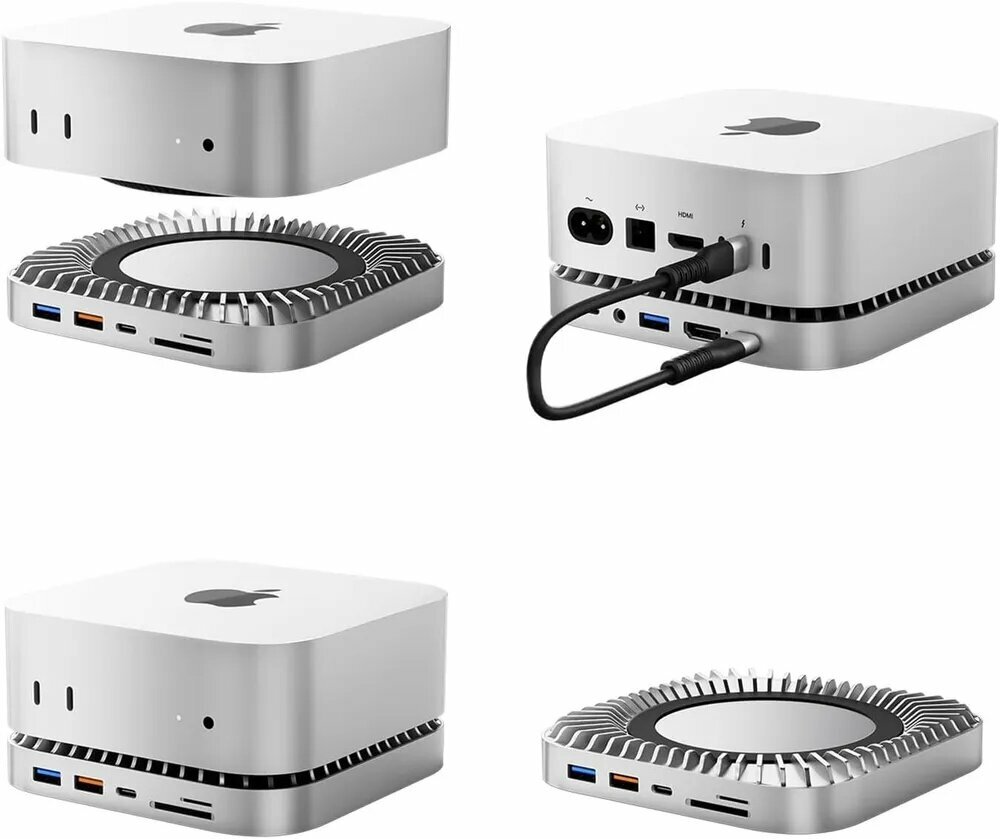 Док-станция Mac Mini M4, алюминиевая подставка и концентратор HDMI для Mac Mini M4/Pro 2024 с корпусом M.2 NVMe/SATA SSD, HDMI 4K60 Гц