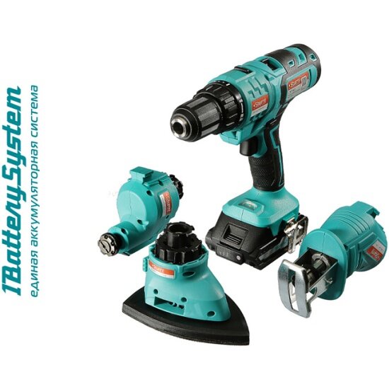 Мультитул аккуммуляторный Sturm! CMT1802 18В,1BatterySystem, дрель, саб пила, реноватор, шлифмаш,2 акк, кейс