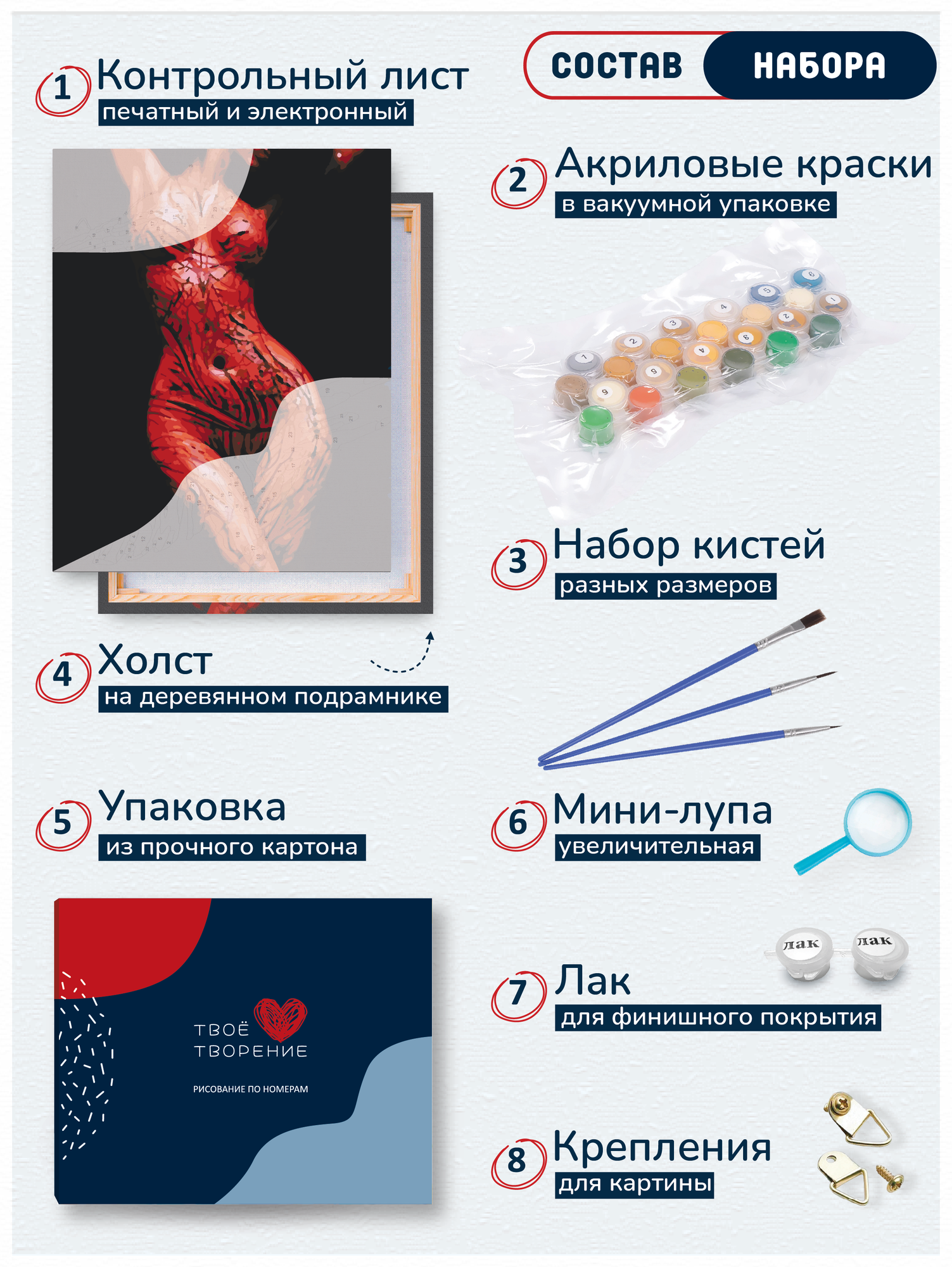 Картина по номерам "Фигура в красном", Холст на подрамнике 40х50, набор для рисования