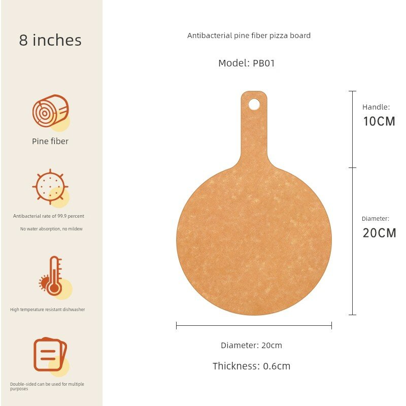 Натуральная березовая деревянная пироговая доска 20 см диаметром 6 мм толщиной круглая для сервировки ужина, стейка и