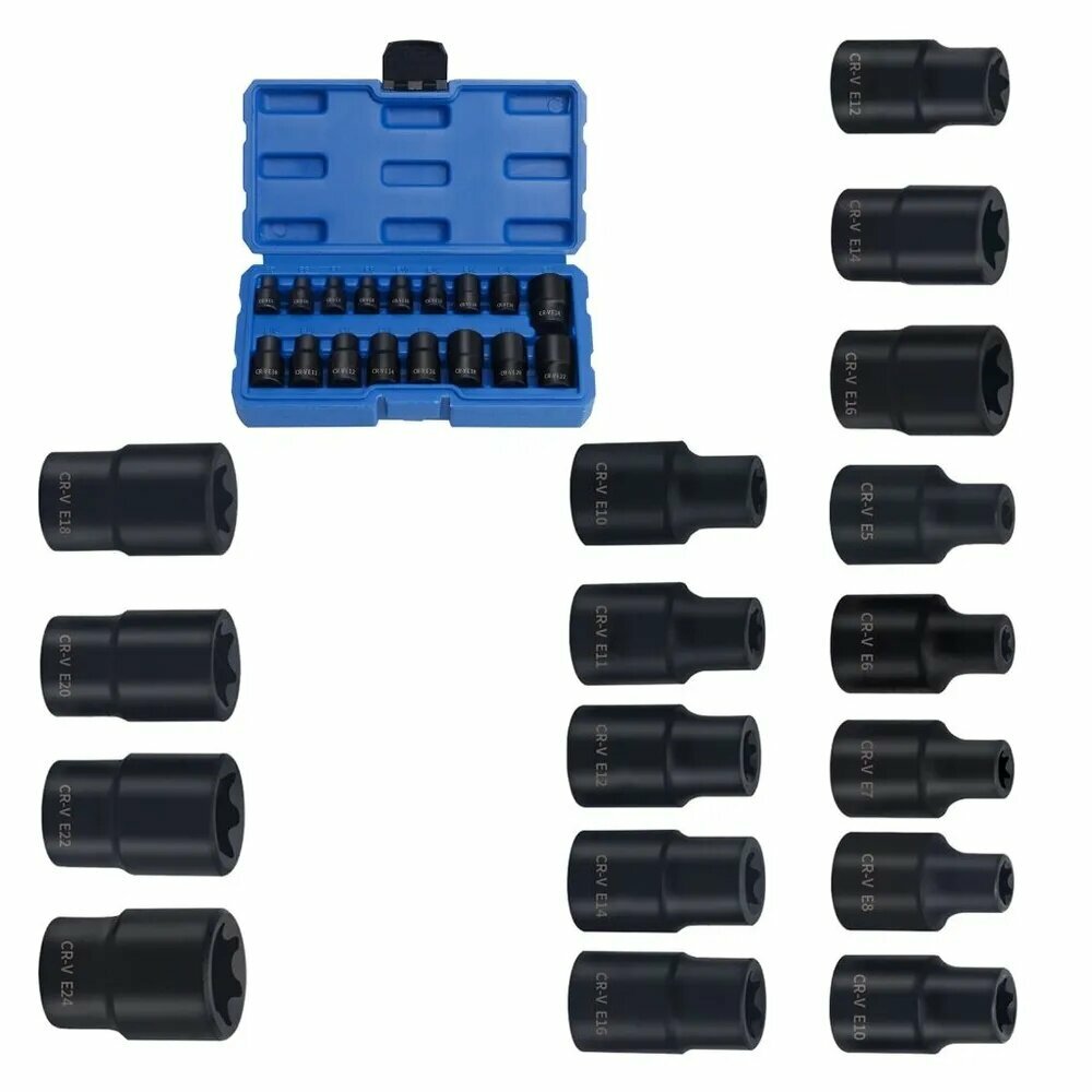 Полный набор головок E-типа E5-E24 с высокой прочностью