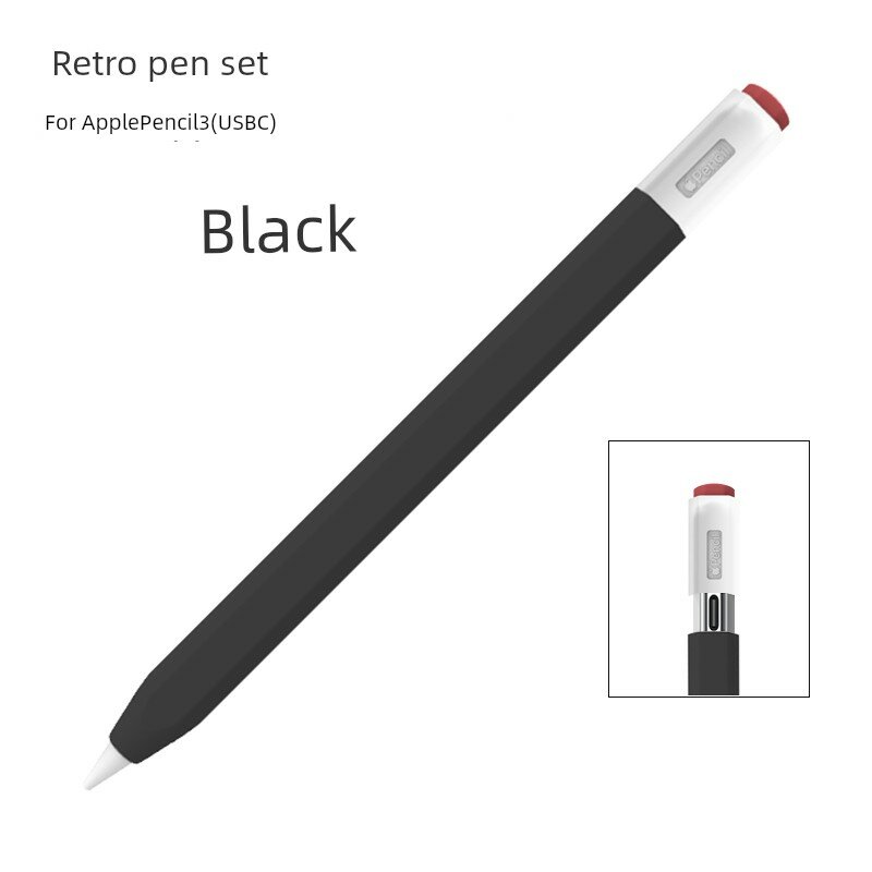 Силиконовый чехол для Apple Pencil USB-C - Черный, защитный чехол для Apple Pencil 1-го и 2-го поколений
