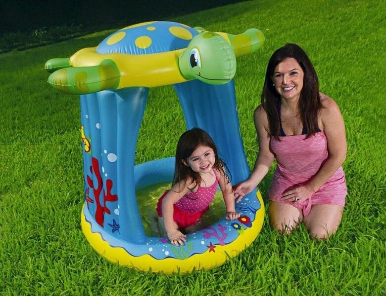 Надувной бассейн Черепашка с надувным дном и тентом, 109х96х104 см, от 2 лет, BestWay