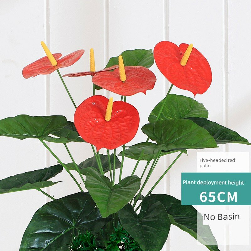 Искусственный цветок антуриума, комнатное растение в горшке, искусственное дерево, напольное зеленое растение, бонсай,