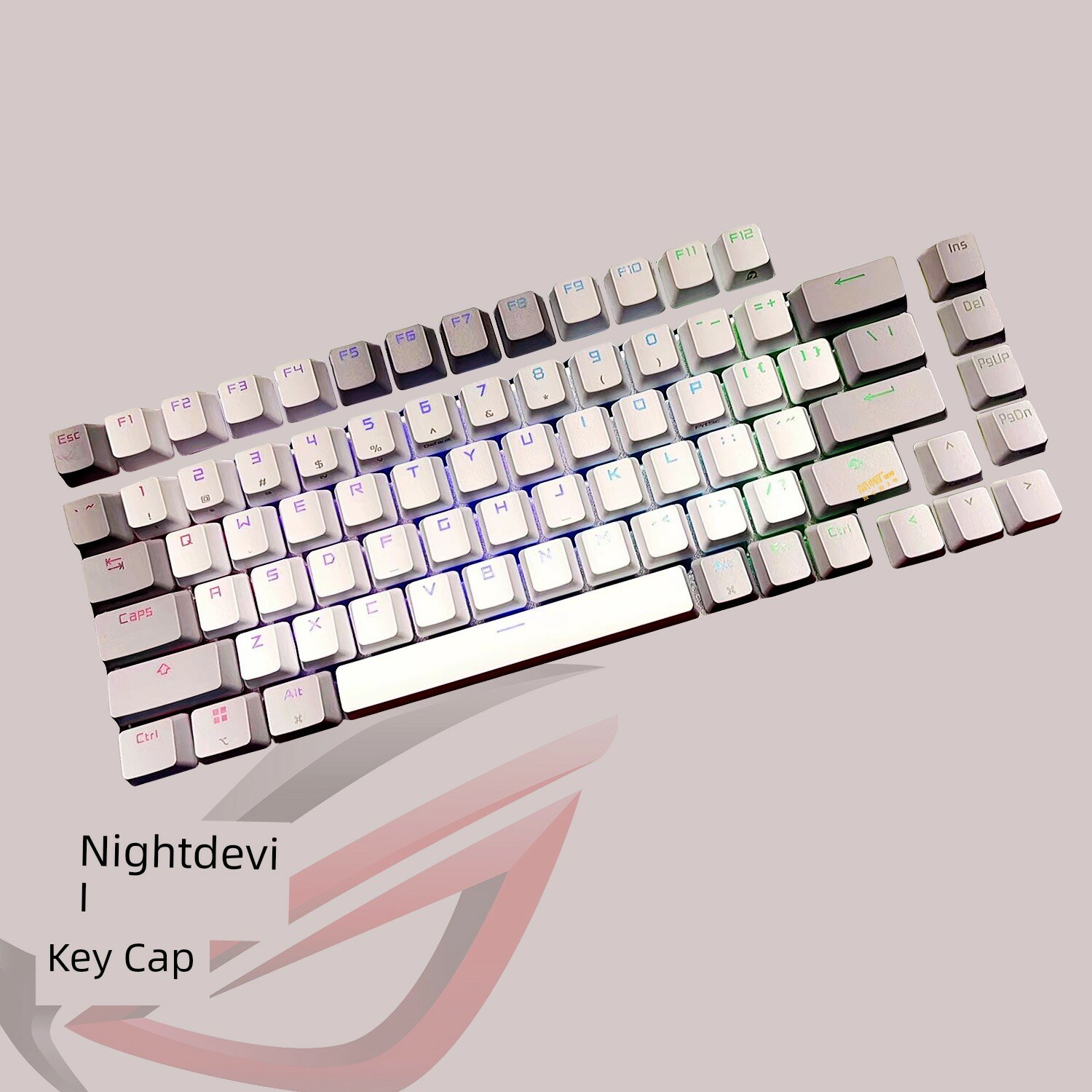 Кейкап ROG Night Demon Moonlight White, PBT, полупрозрачный, оригинальный, персонализированный, одиночный, для