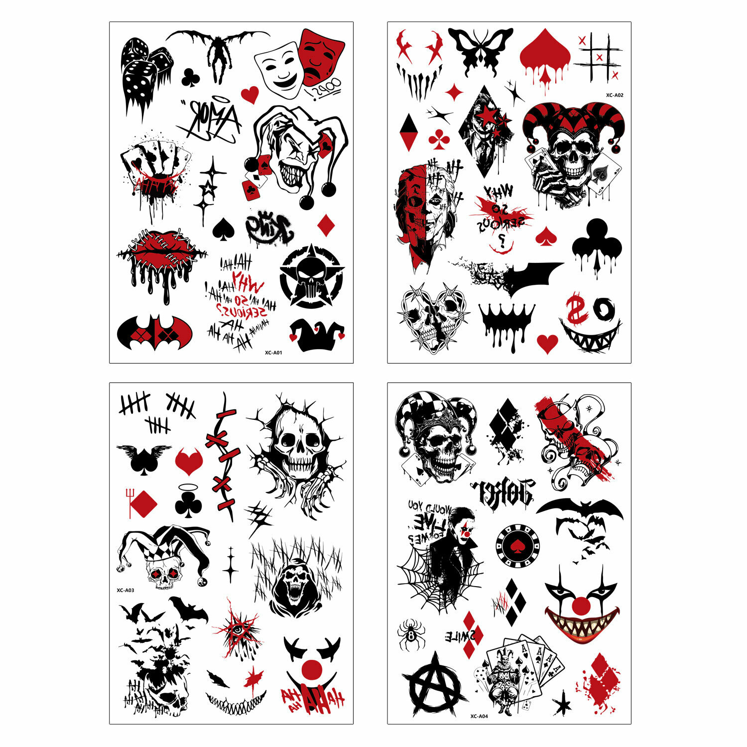 Наклейки-татуировки на Хэллоуин, Отряд самоубийц, костюмы для вечеринки в виде призрачного лица, наклейки-татуировки на лицо.