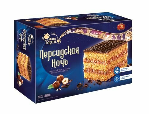 Торт "Персидская ночь" Черёмушки, песочные коржи, глазурь, 400г