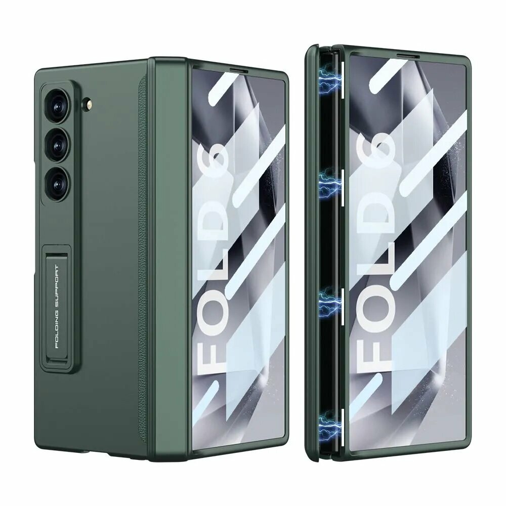 Подходит для защитного чехла Samsung Galaxy Z Fold 6 с защитным стеклом для экрана зеленый