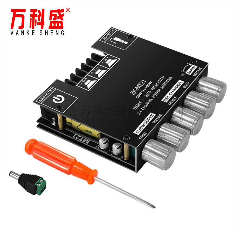 Модуль цифрового усилителя bluetooth 2.1 канала ZK-MT21 с регулировкой высоких и низких частот и сверхнизким басом